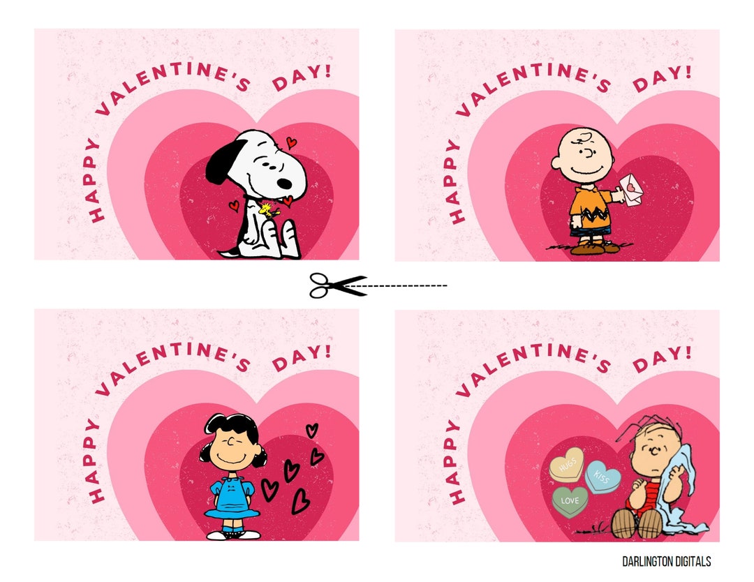 Snoopy and the Peanuts Gang Valentines Day Cards DIGITAL Files Instant ...