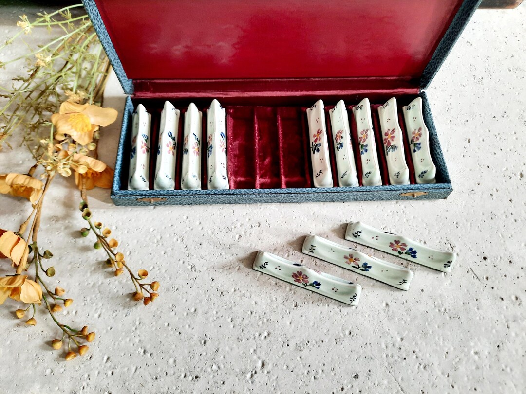 Vintage Ceramic Knife Rests: Floral Table Decorations, Set of 12 - Etsy