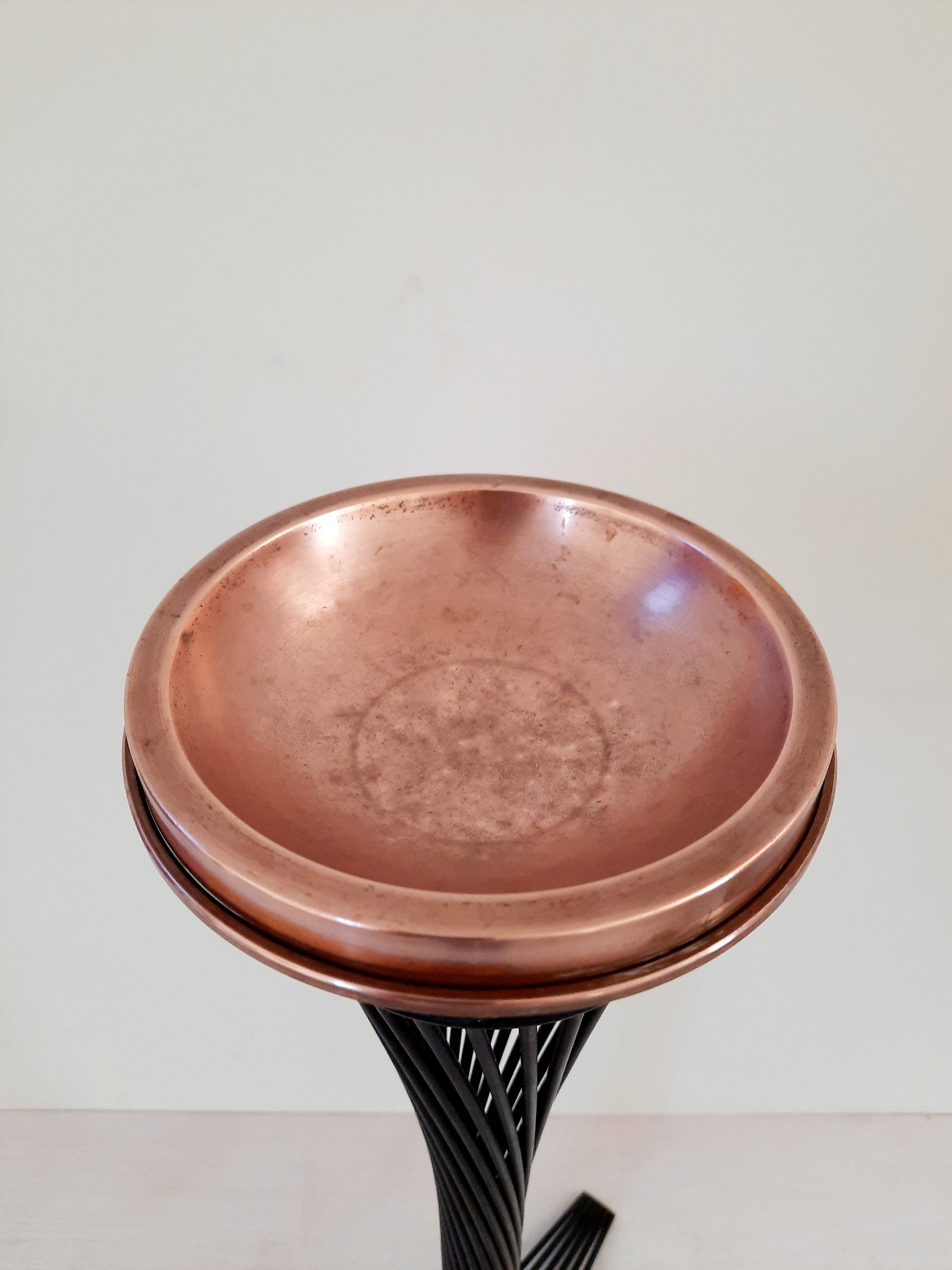 Retro Mid Century Copper Ashtray on Black Metal Stand, Rare Copper ...