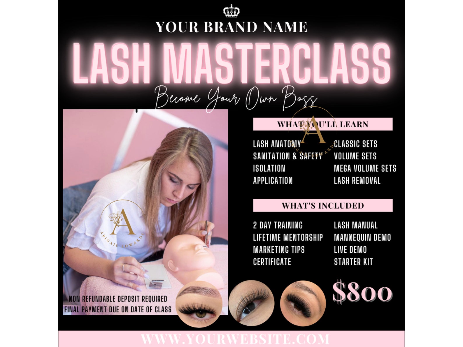 Beginners Lash Extension Training Template | Lash Training Flyer | Lash ...