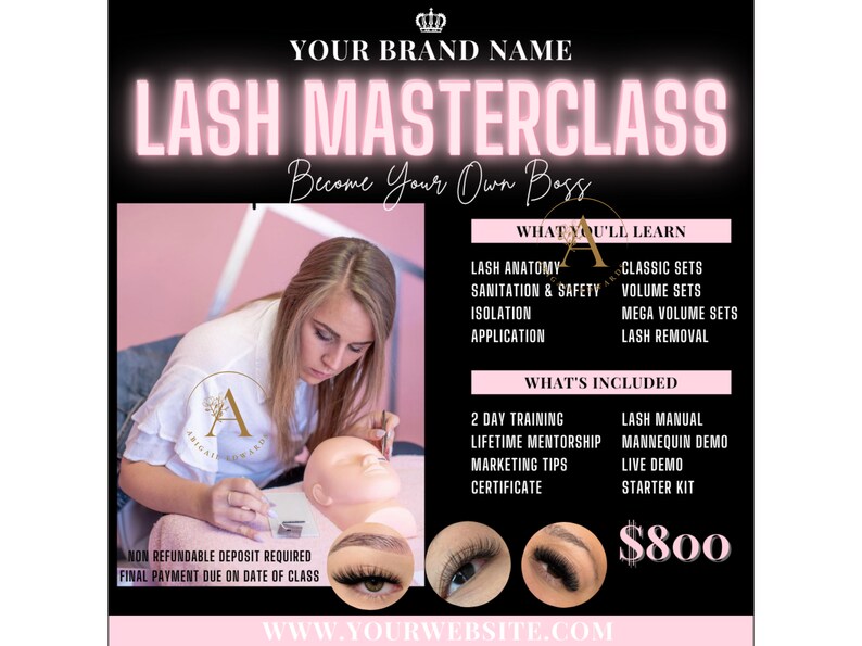 Beginners Lash Extension Training Template | Lash Training Flyer | Lash ...