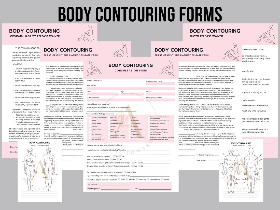 Editable Body Contouring Forms, Esthetician Package, Consultation ...