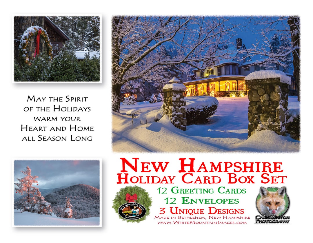 New Hampshire Holiday Card Box Set winter Inn Version 12 Cards, 12 ...
