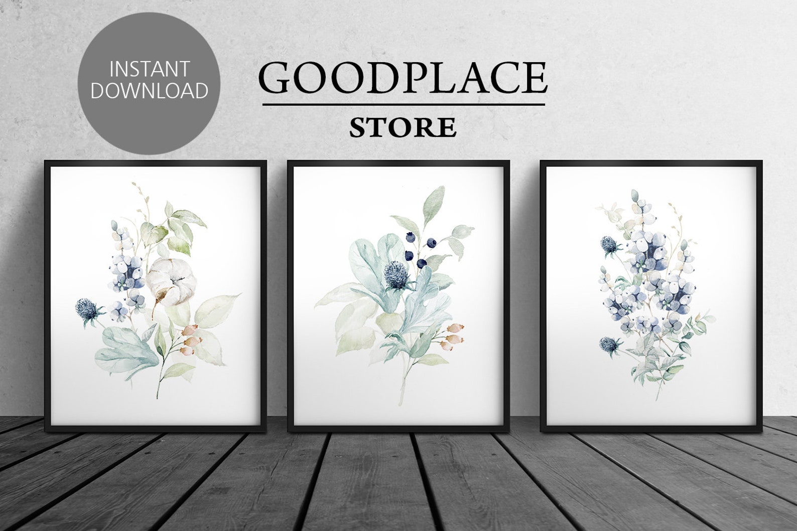 Winter Greenery Botanical Print Set Plant Posters Leaf | Etsy