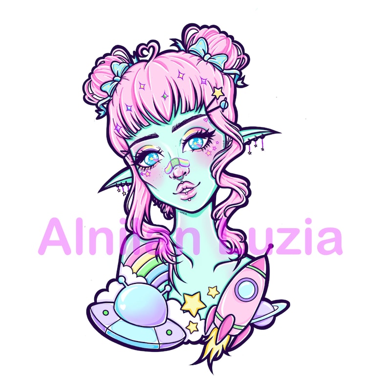 Alien Cutie Holographic Sticker 3 - Etsy