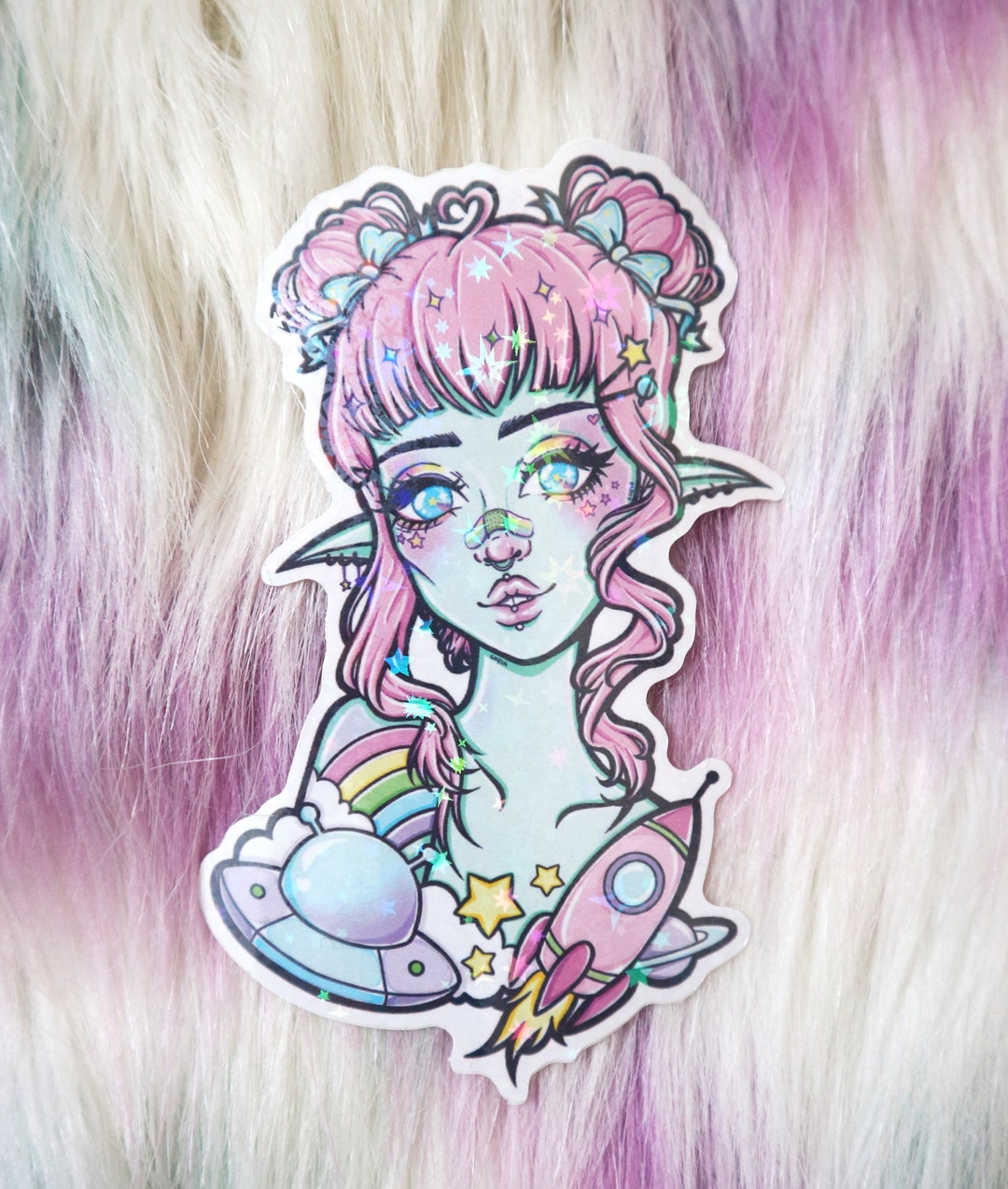 Alien Cutie Holographic Sticker