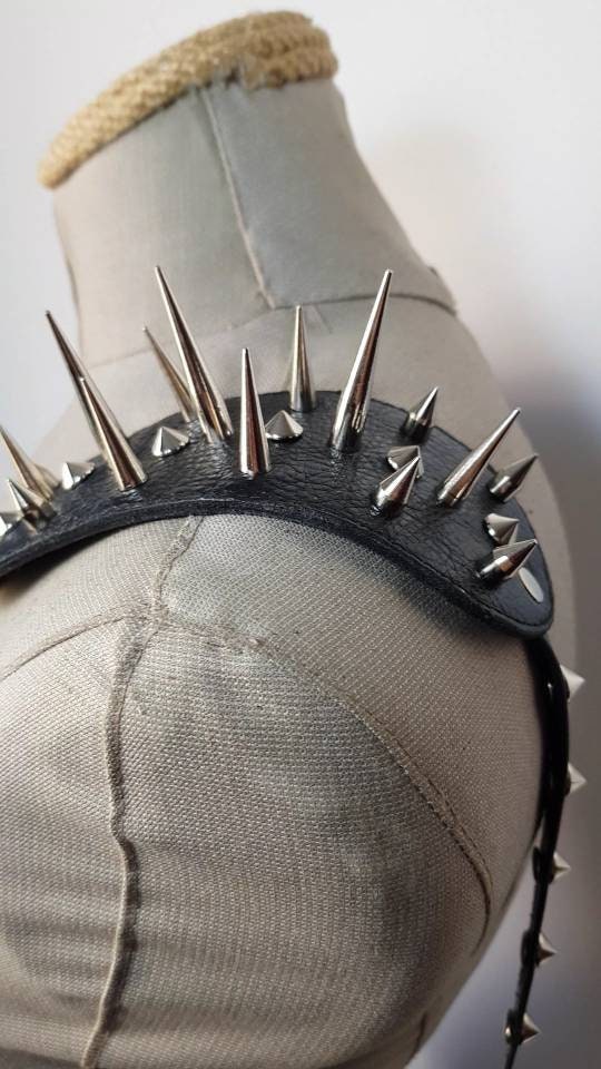 Leather Crossover Bag With Metal Spikes . Spiked Shoulder Pad - Etsy