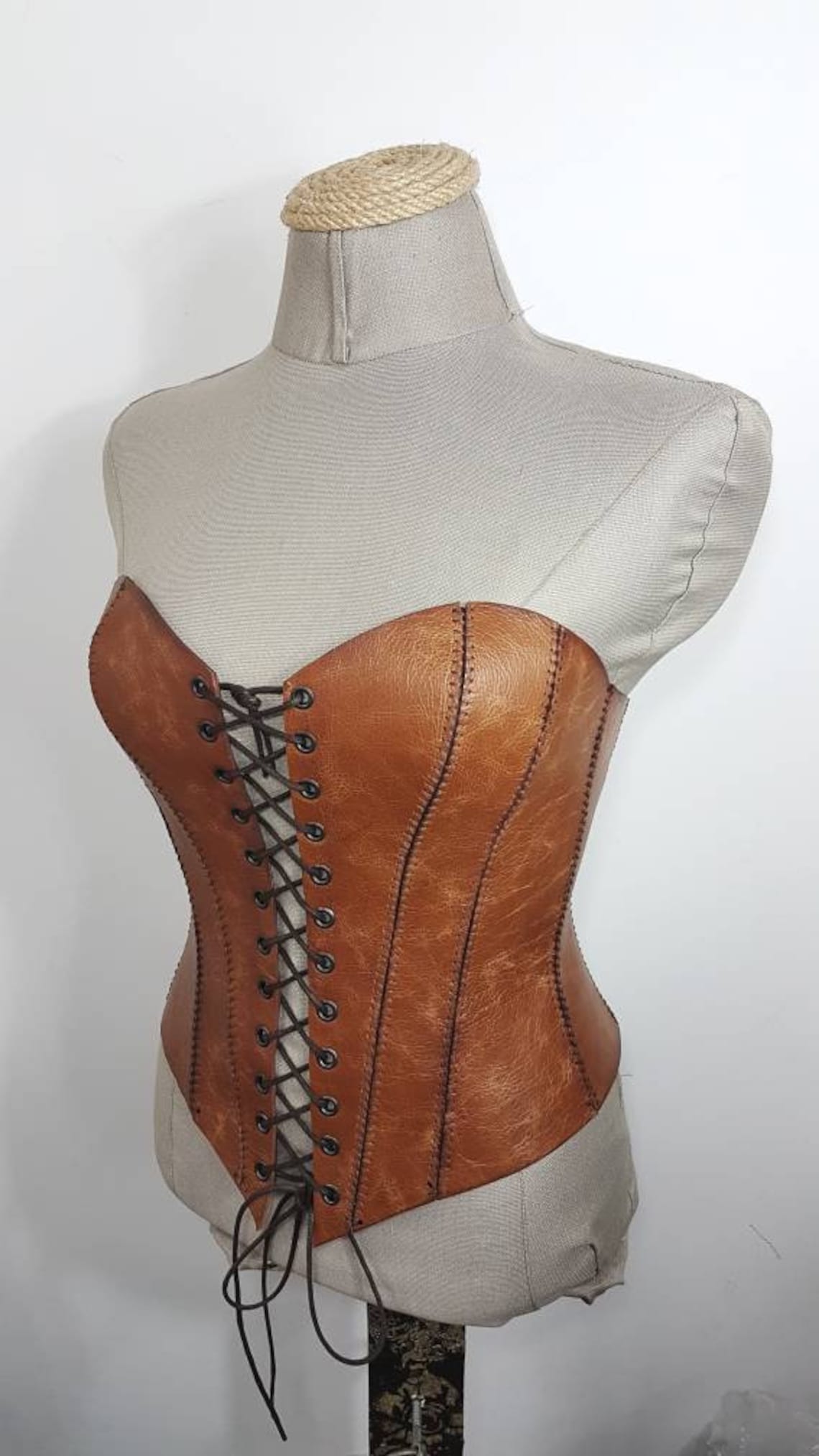 Viking Style Leather Bride Overbust Corset Birthday Party Etsy