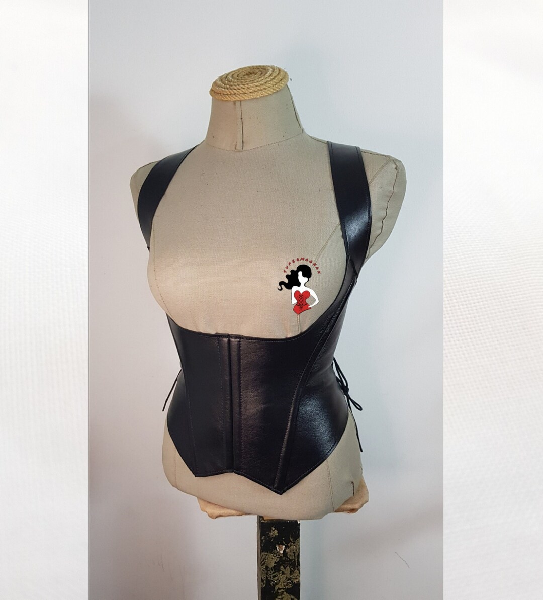 Womens Black Lambskin Cross Lace up Bodice. Underbust Leather Custom ...