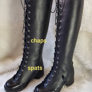Custom Black Leather Half Chaps: Cowgirl Gaiters Spats Cowboy Women Leg ...
