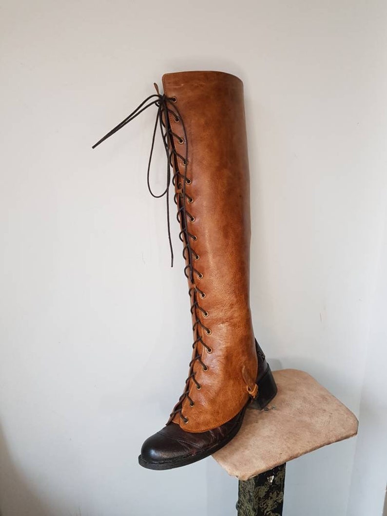 Custom Black Leather Half Chaps: Cowgirl Gaiters Spats Cowboy Women Leg ...