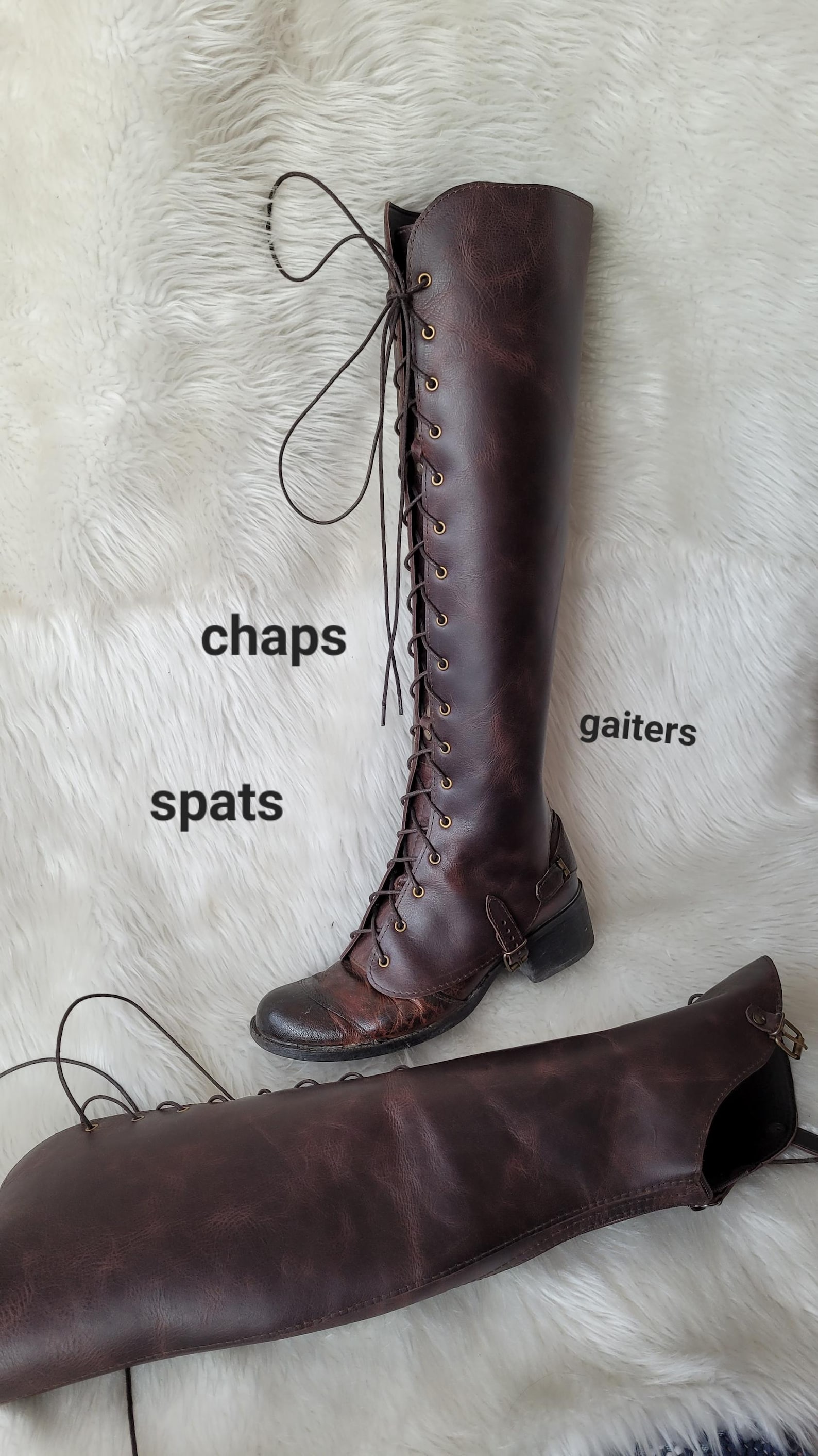 Custom Black Leather Half Chaps: Cowgirl Gaiters Spats Cowboy Women Leg ...