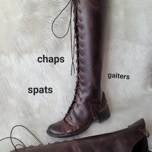 Custom Black Leather Half Chaps: Cowgirl Gaiters Spats Cowboy Women Leg ...