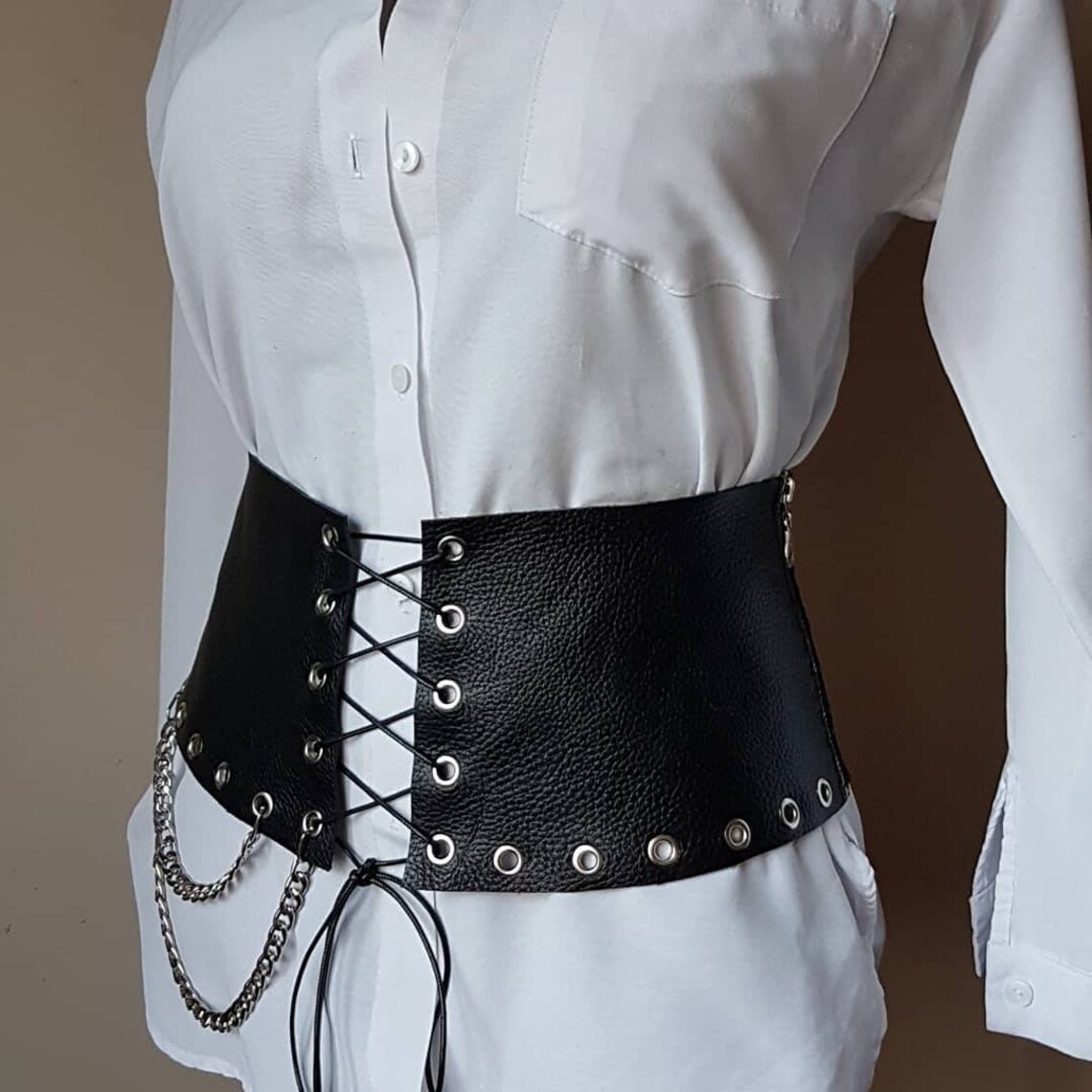 Women Wide Slimming Waist Corset Belt With Rope Dark Punk Rave | Etsy