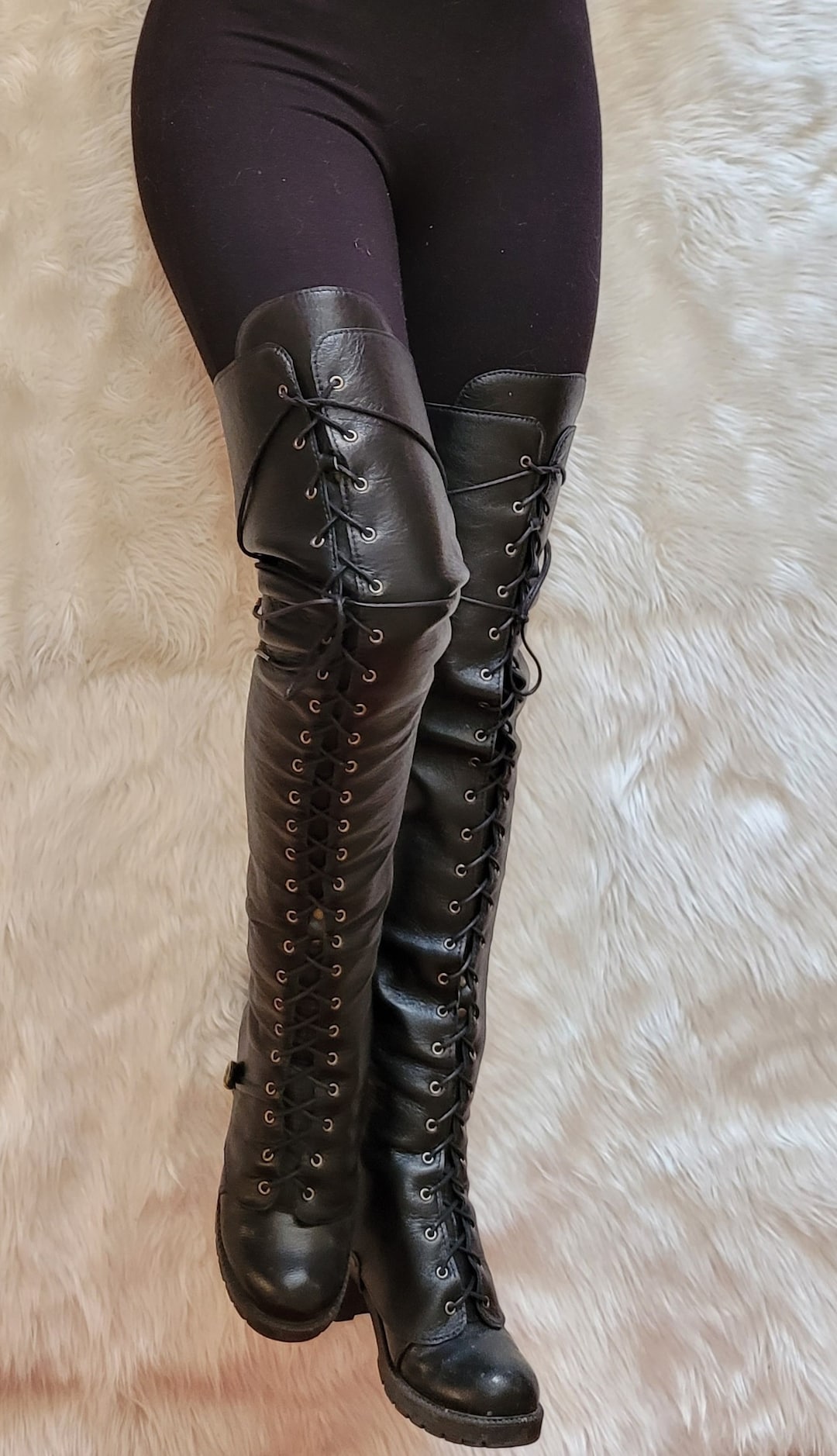 Custom Leather Thigh High Leg Gaiters for Boots Gothic Fetish Boho ...