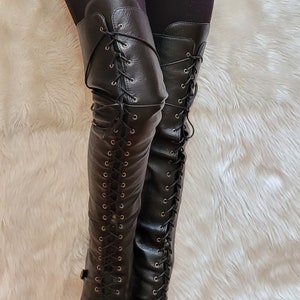 Custom Leather Gaiters Over Knee Pirate Boots Lace up Spats, Medieval ...