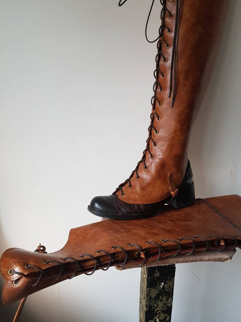 Custom Black Leather Half Chaps: Cowgirl Gaiters Spats Cowboy Women Leg ...