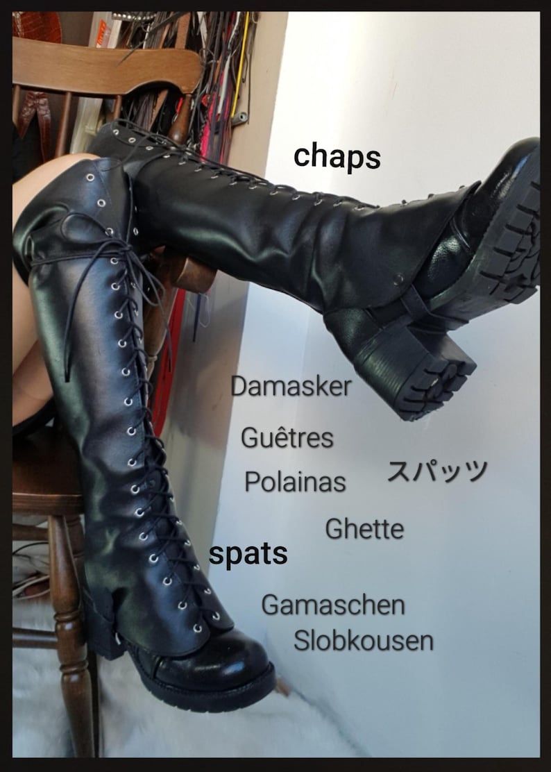 Custom Black Leather Half Chaps: Cowgirl Gaiters Spats Cowboy Women Leg ...