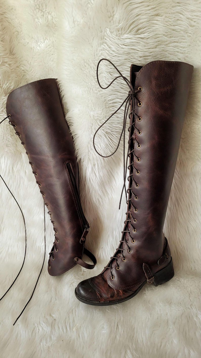 Custom Black Leather Half Chaps: Cowgirl Gaiters Spats Cowboy Women Leg ...