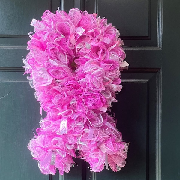 Pink Ribbon Wreath - Etsy