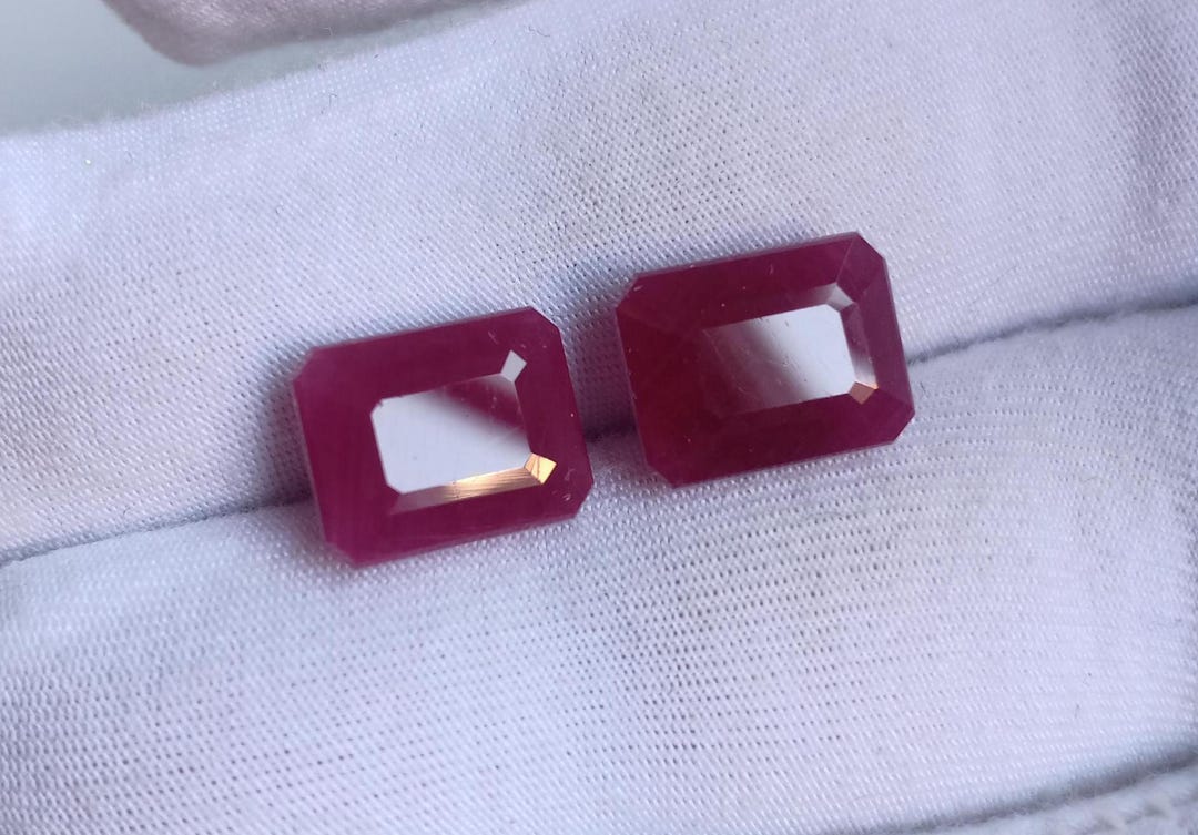 Certified Red Blood Ruby 11 Ct, NO Treat Ruby Pair, Natural Ruby Pair, Ruby Octagon Pair for ...