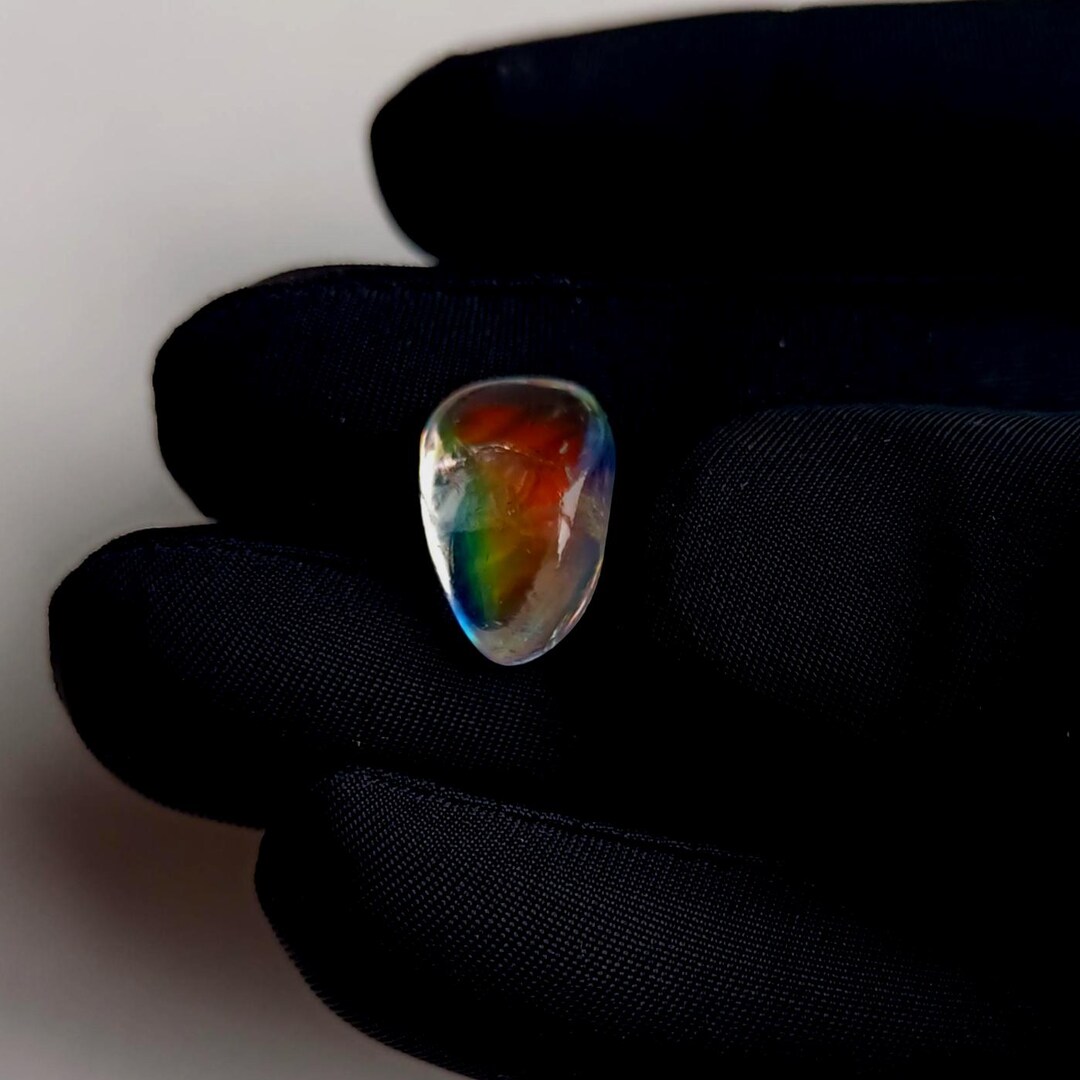 Teardrop Moonstone Andesine Pendant: Red Orange Blue Gemstone, 9.30 ...