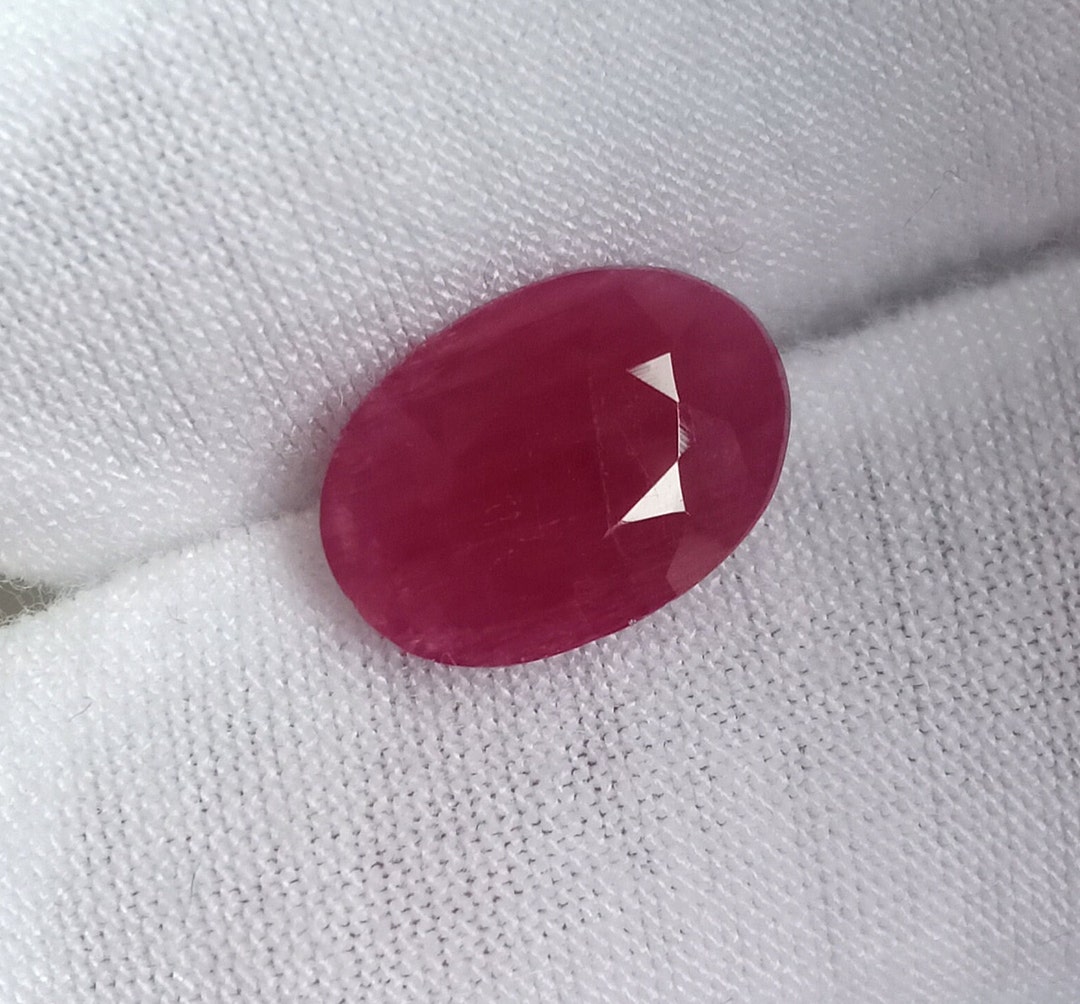 No Heated- Pigeon Blood Red Ruby Oval 3.10 Cts Red Ruby July Birthstone- Certified Ruby ...