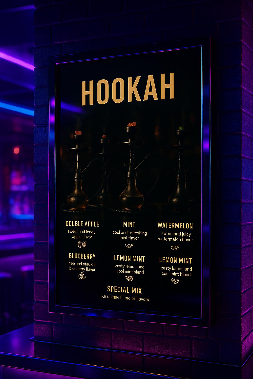 Luxury Hookah Menu Poster | Shisha Bar Cafe Wall Art (digital Download ...