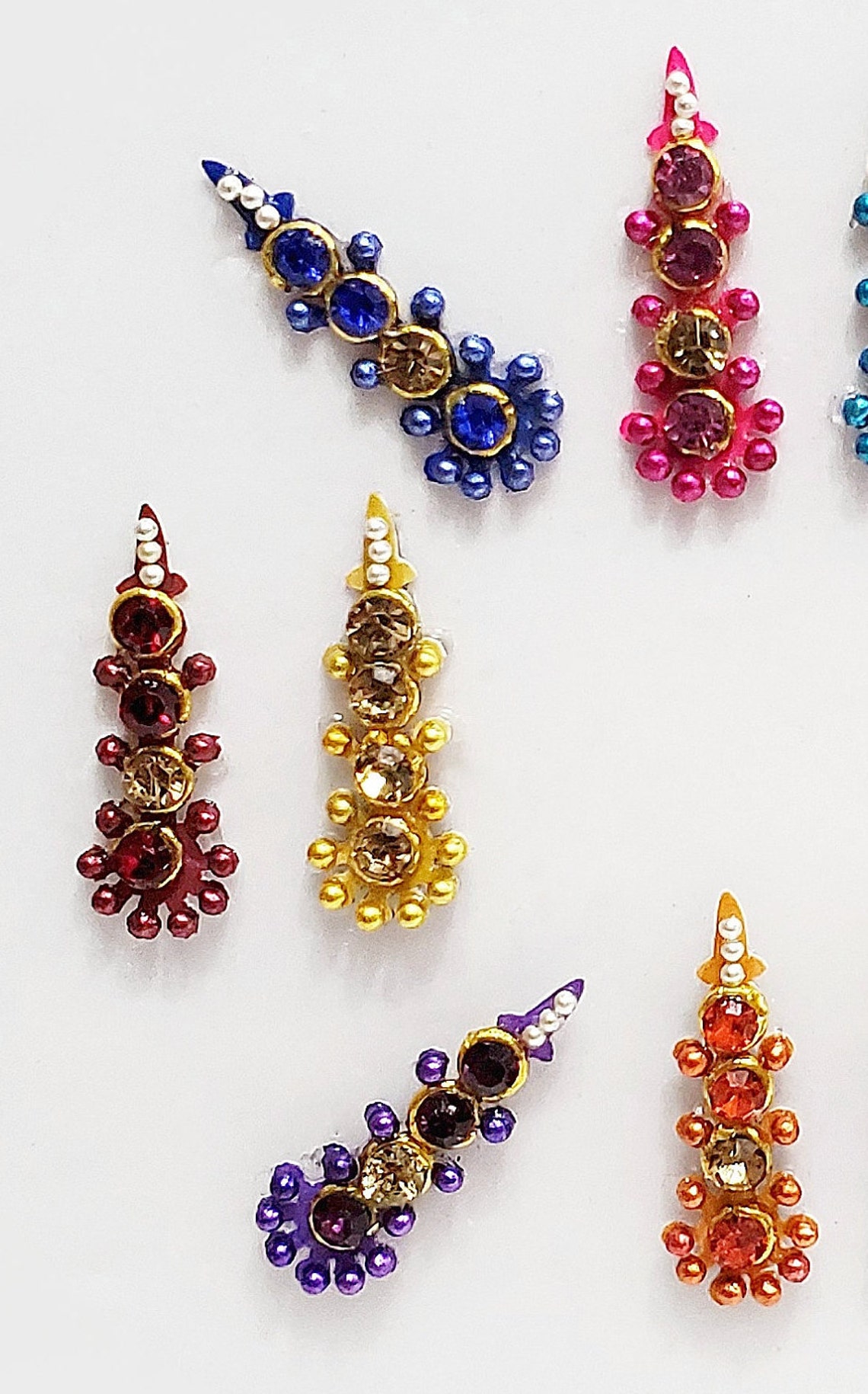 12 Premium small colorful bindi indian Forehead Bindis face | Etsy