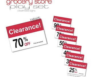 Grocery Store Pretend Play Printables - Red Shelf Tags and Shelf Sale ...