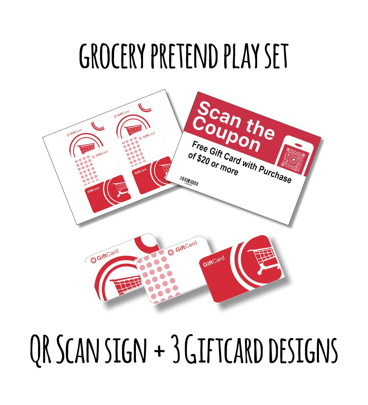Grocery Store Pretend Play Printables - QR Scan Sign and Giftcards - Etsy