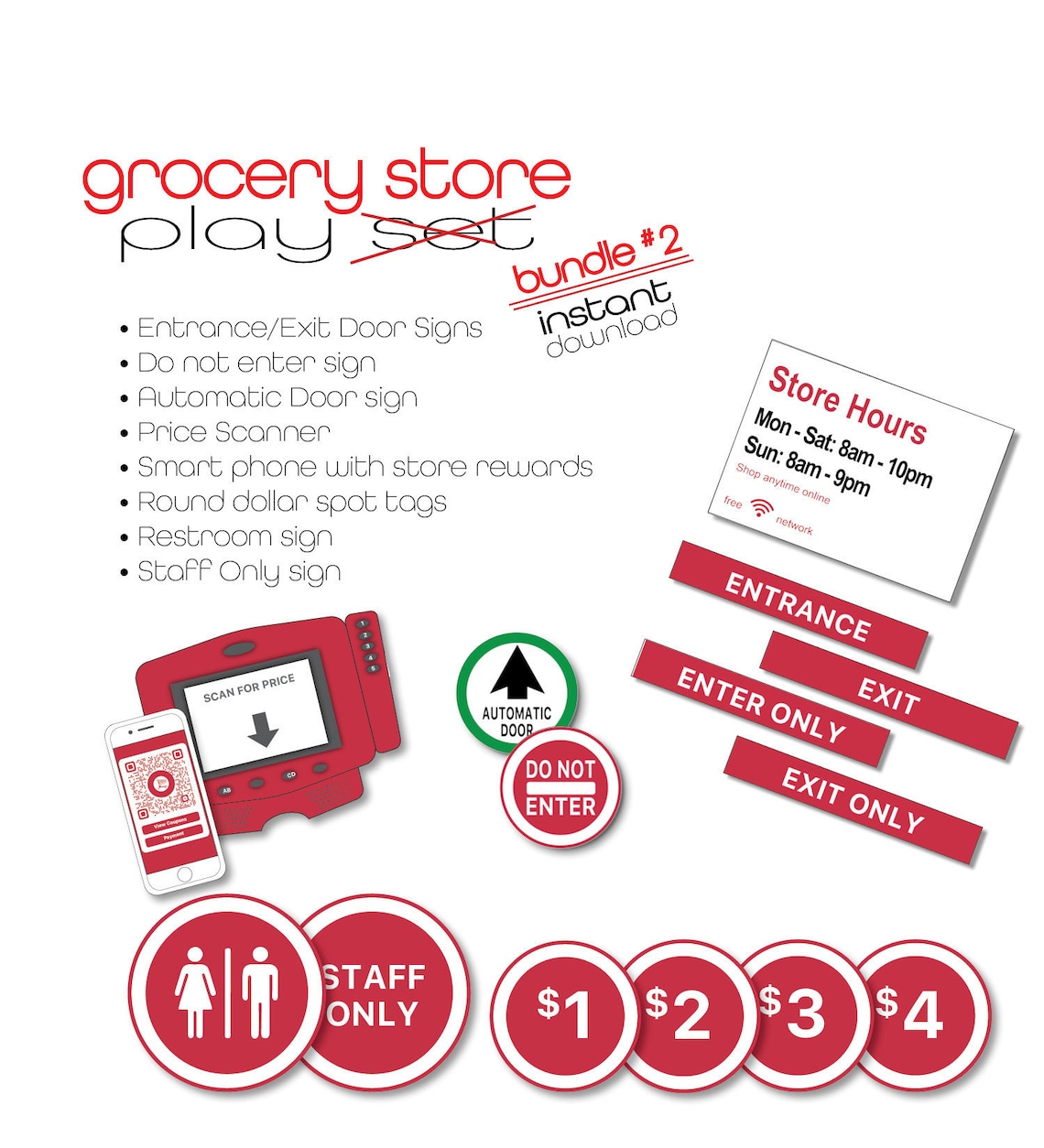 Grocery Store Pretend Play Printables - Bundle #2 Sale Signs, Door ...
