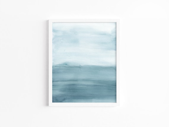 Contemporary Minimalist Watercolor Abstract Watercolor Ocean | Etsy