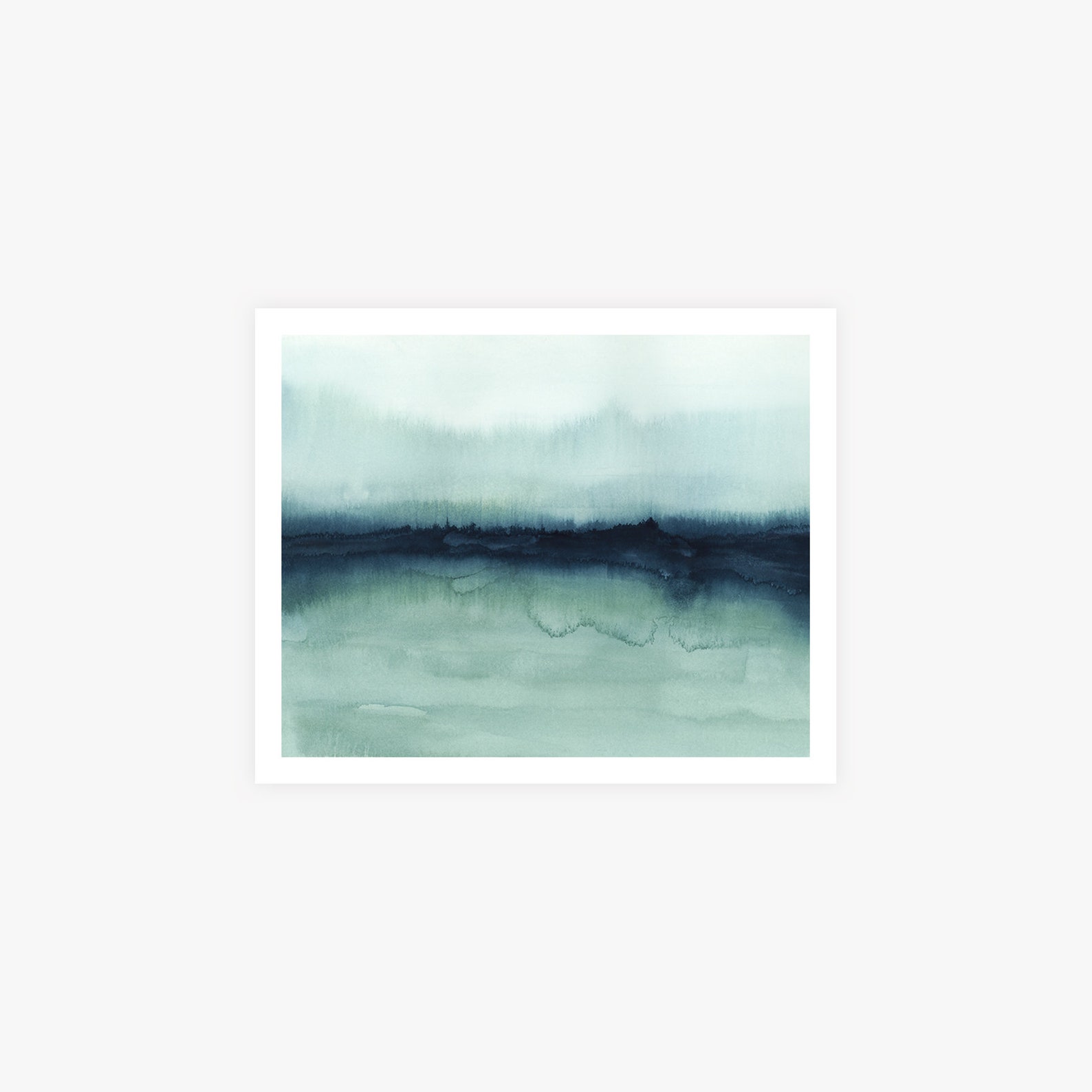 Contemporary Abstract Watercolor, Horizon Landscape Art, Giclee Printed ...