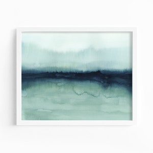 Contemporary Abstract Watercolor, Horizon Landscape Art, Giclee Printed ...