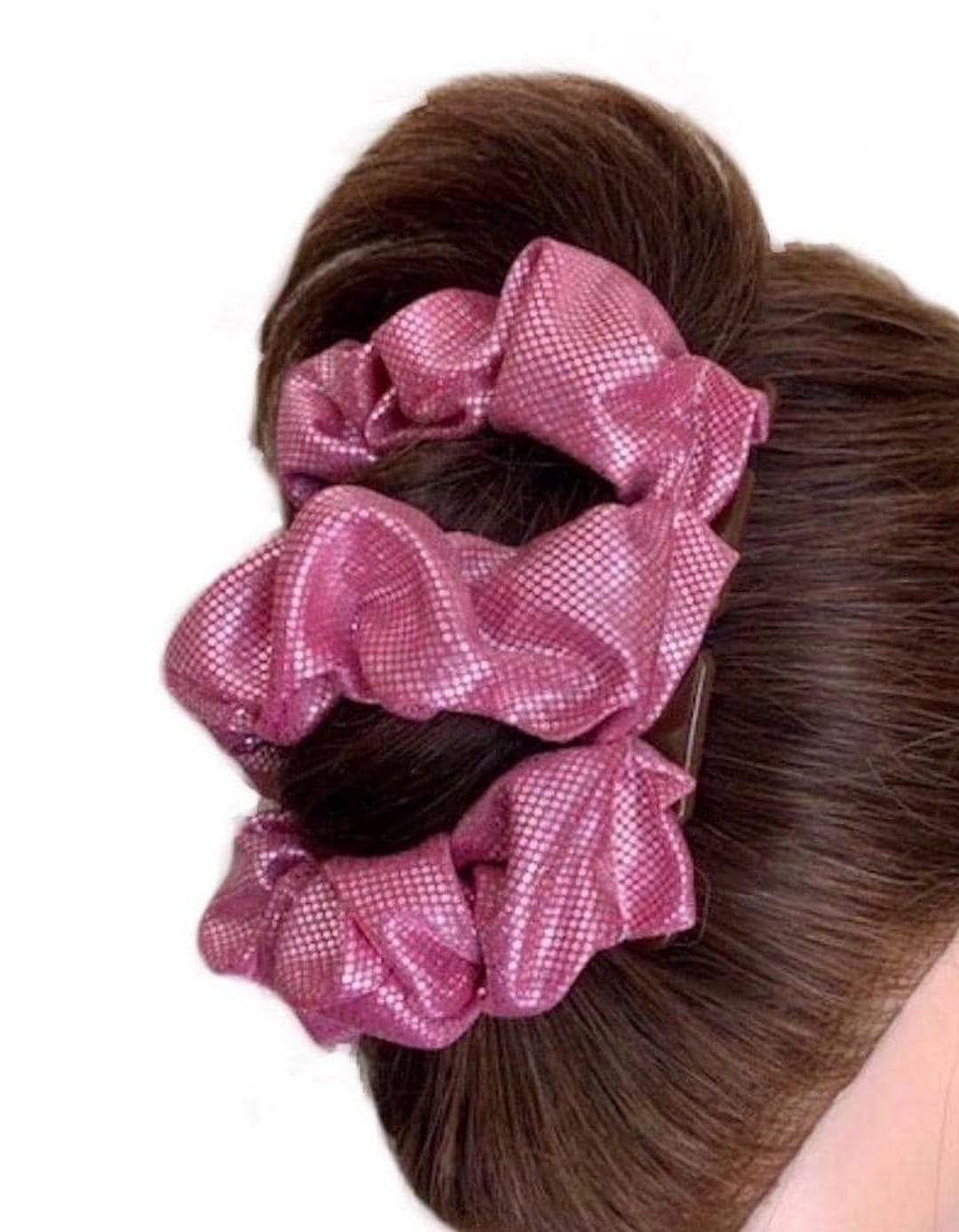 Shiny Pink Material Double Comb Hair Clip, Secure Ponytail & Bun Maker ...