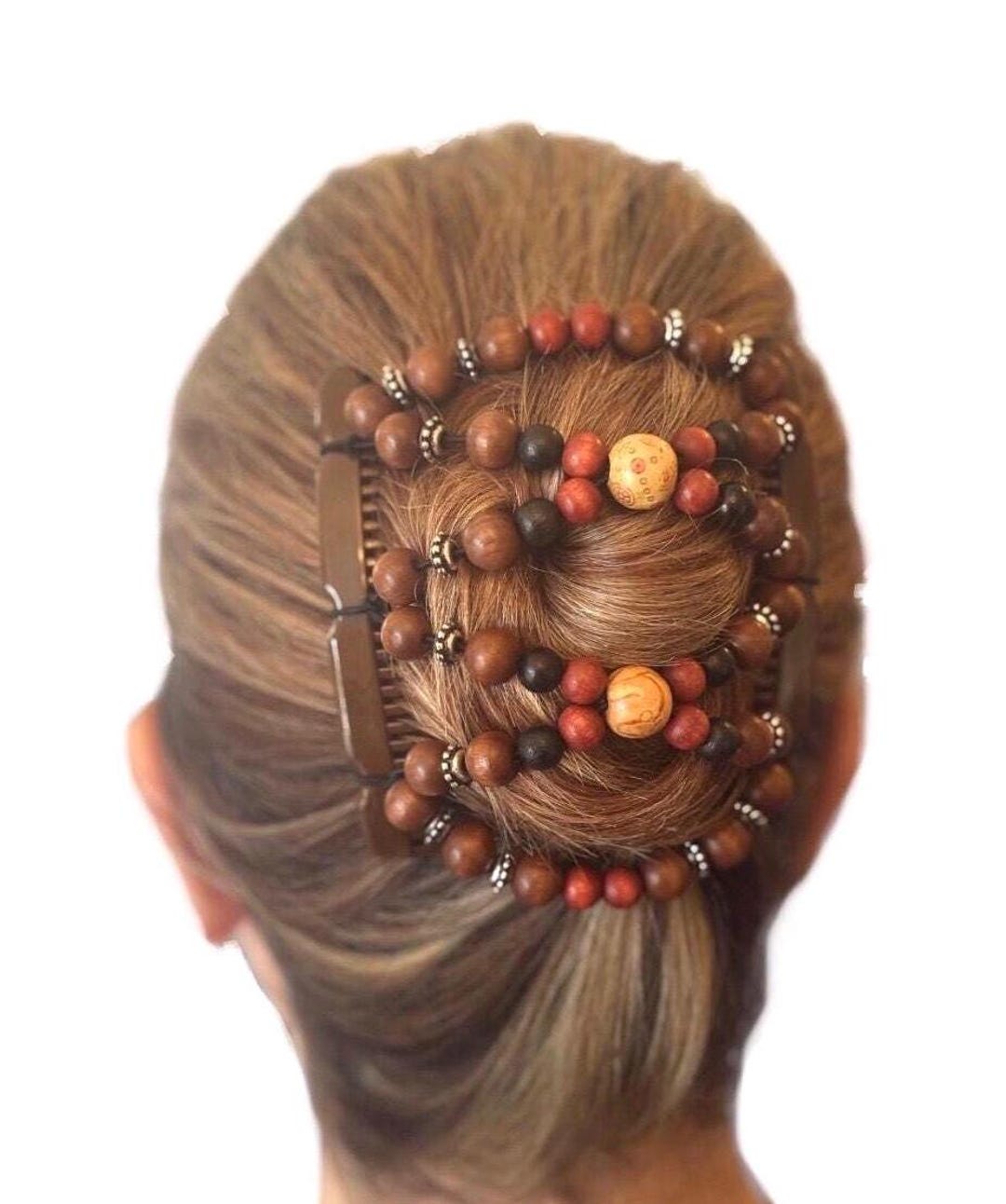 Chocolate Red Black Beaded Hair Accessory Double Hair Combs for French ...