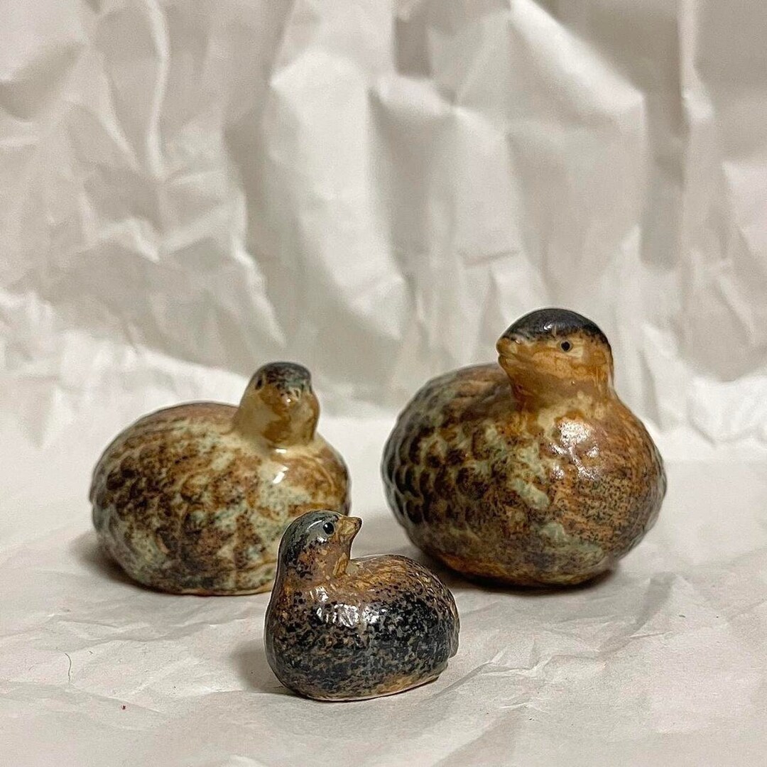 Vintage 1960 Ceramic Quail Grouse Family Set of 3 - Miniature - Etsy