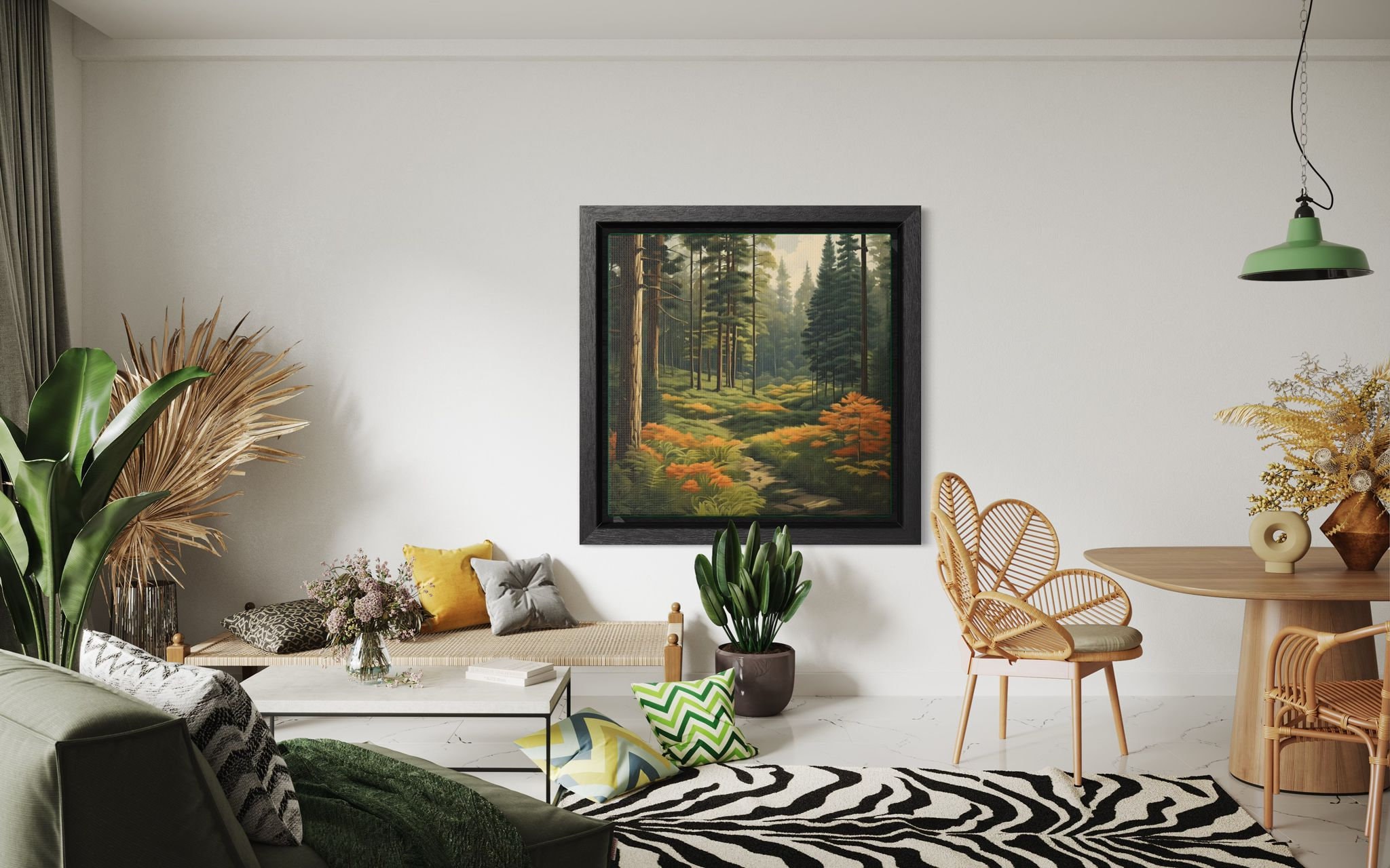 Stunning Forest Scene Wood-framed Wrapped Canvas Nature Wall Art Decor ...