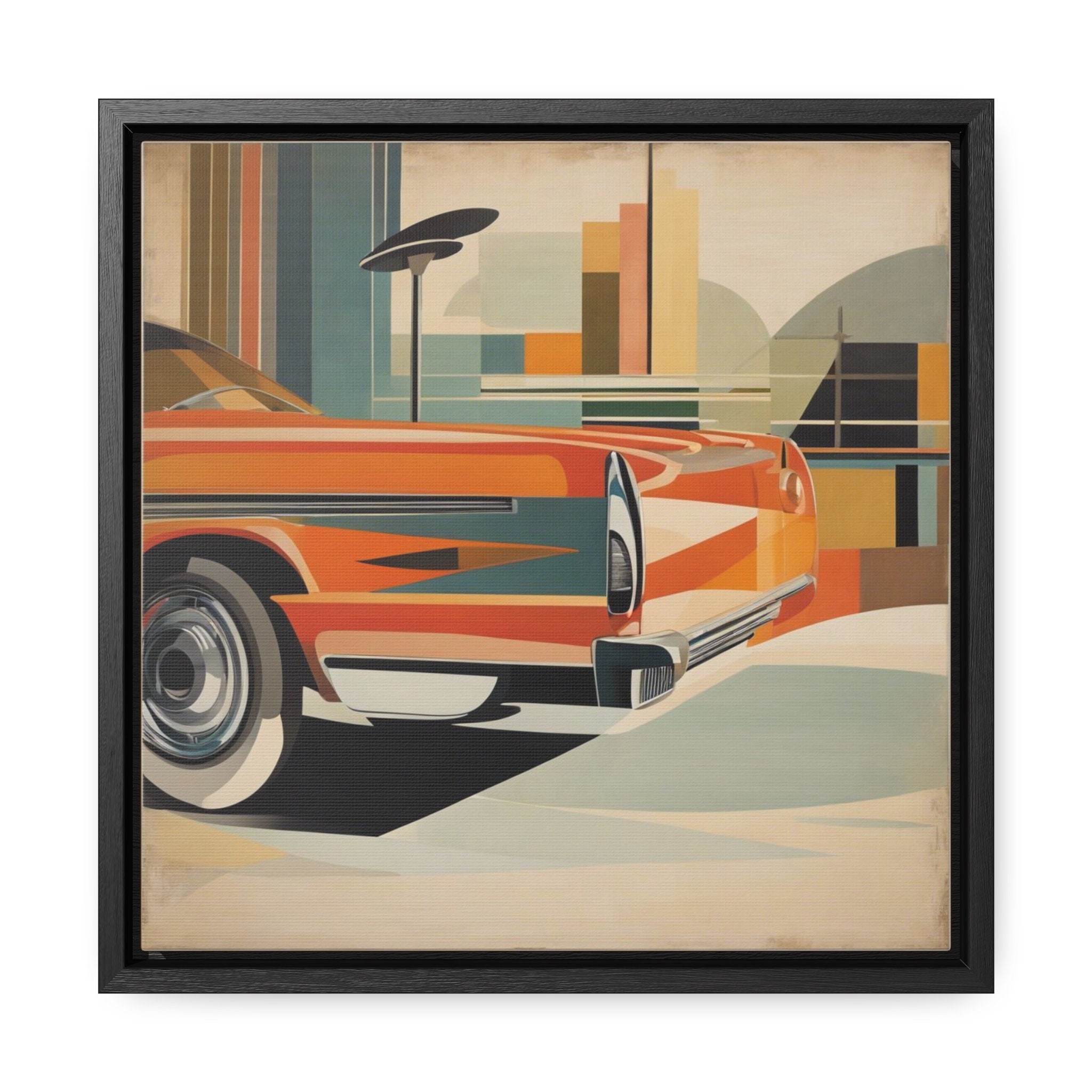 Mid-century Modern Car Print With Orange Car - Etsy