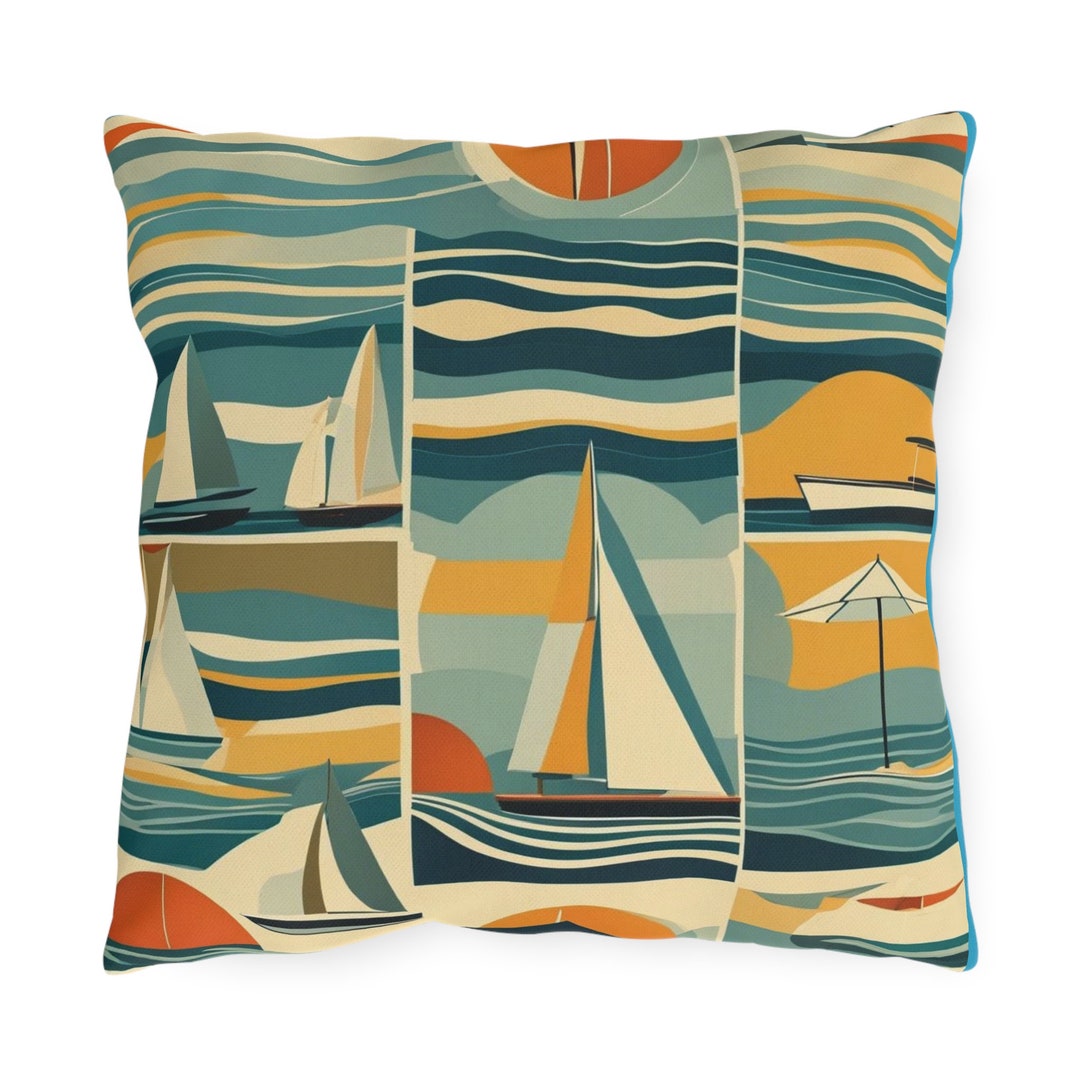 Vibrant Coastal Outdoor Pillow Weatherproof Patio Cushion With Colorful ...