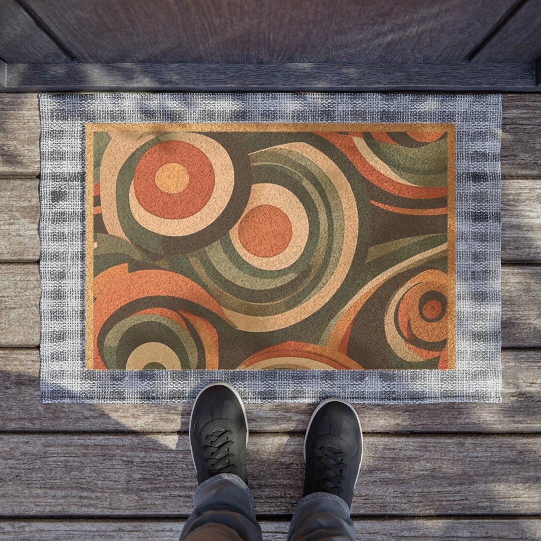Mid-century Modern Doormat Orange Base - Etsy
