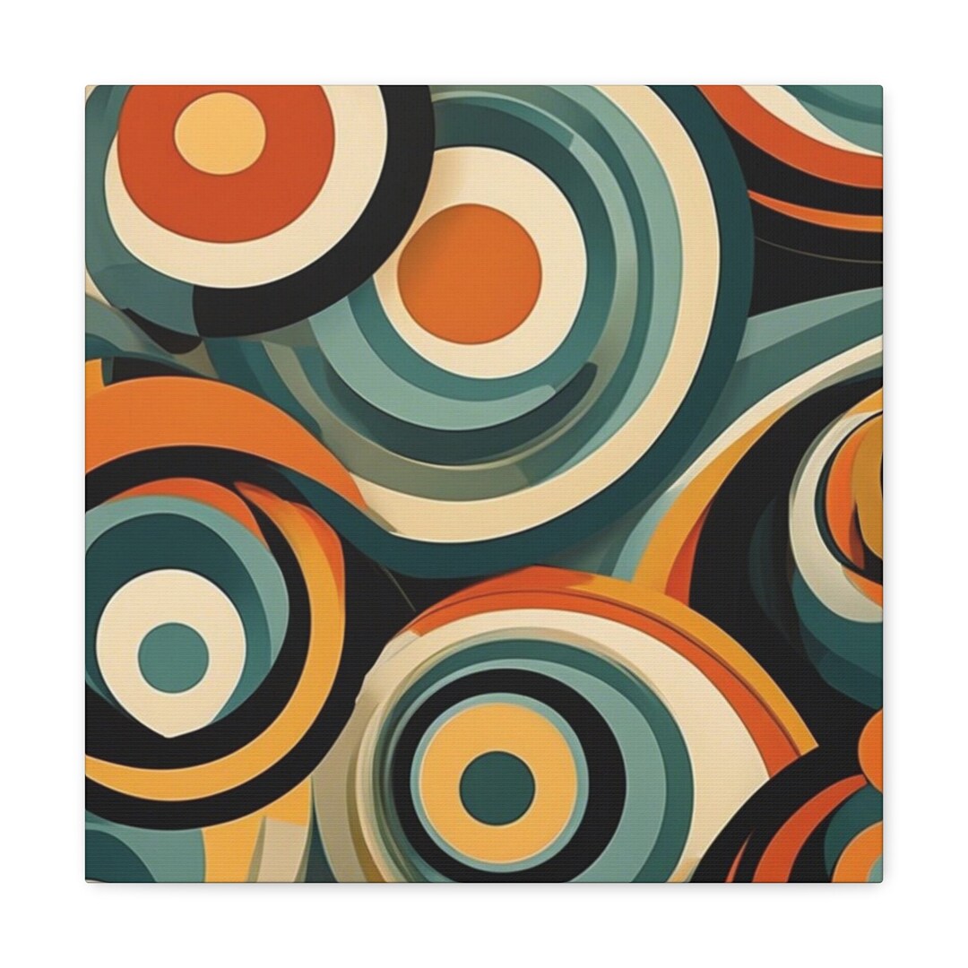 Mid-century Modern Wrapped Canvas Large Circles - Etsy