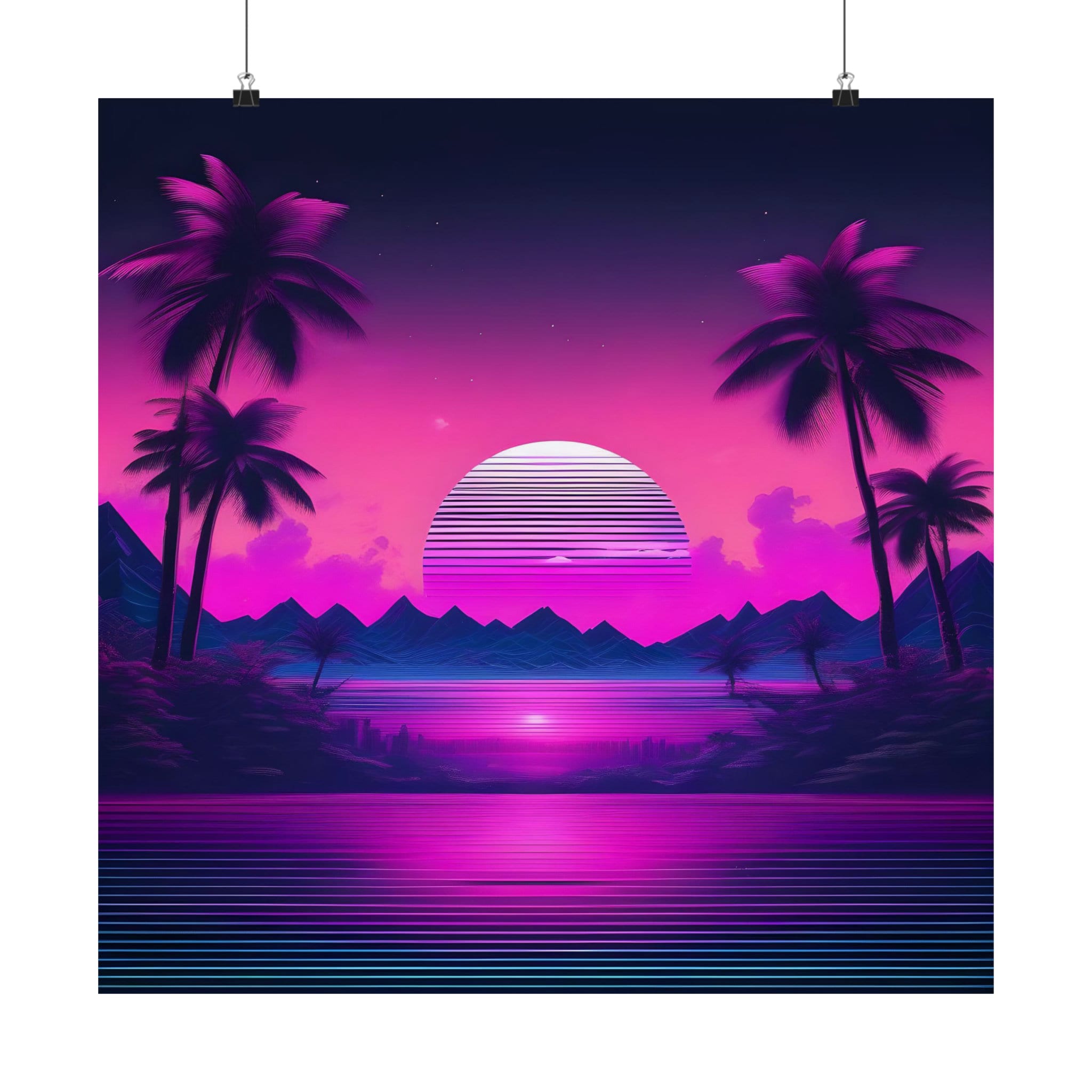 Synthwave Sunset, Neon 80's Retro Matte Vertical Poster - Etsy