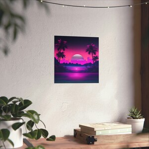 Synthwave Sunset, Neon 80's Retro Matte Vertical Poster - Etsy