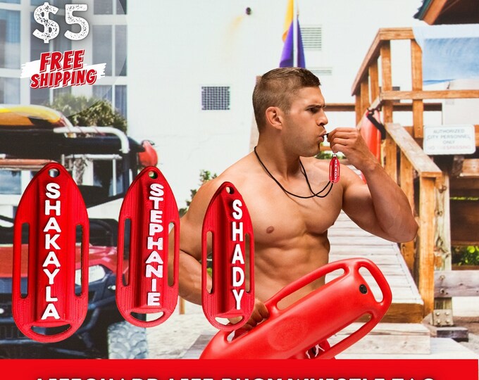 Lifeguard Life Buoy Whistle Personalized Name Tag - Etsy