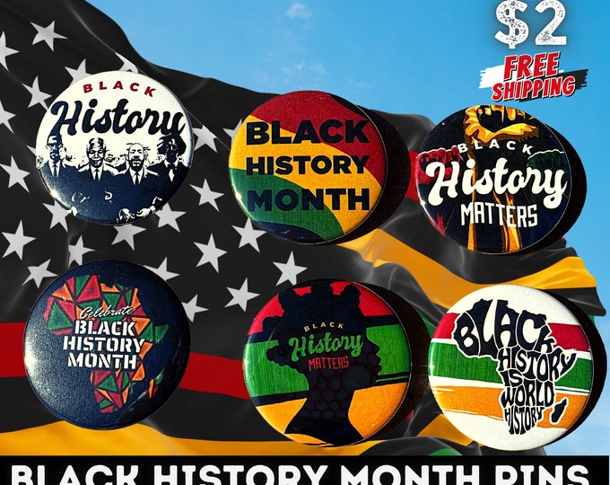 5 Pack - Black History Month Multipack Pinback Buttons - Round 2.25 ...
