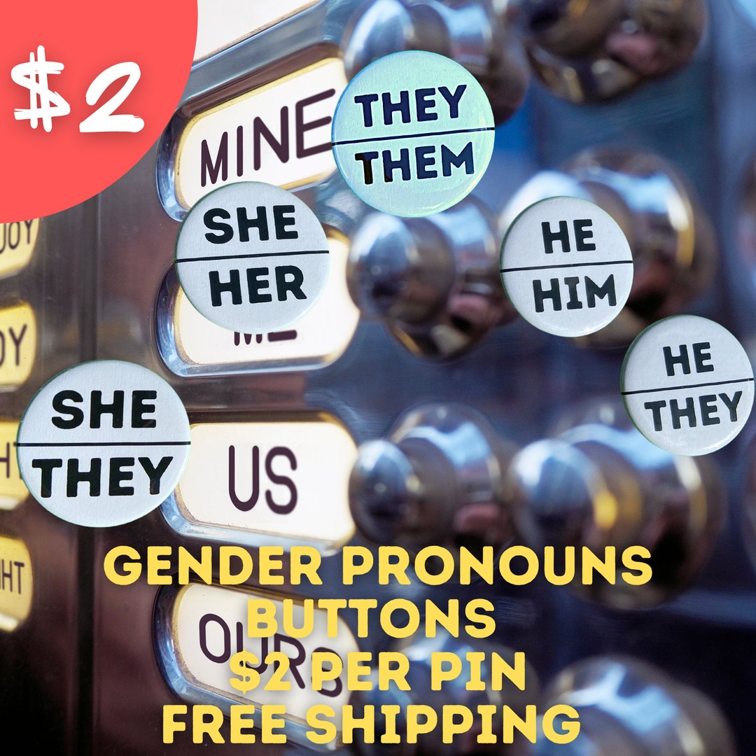 Gender Pronoun Buttons - Etsy