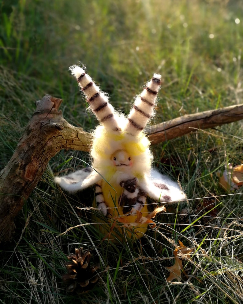 Moth Doll Soft Sculpture Cute Monster Toy Needle Felted Fantasy ...