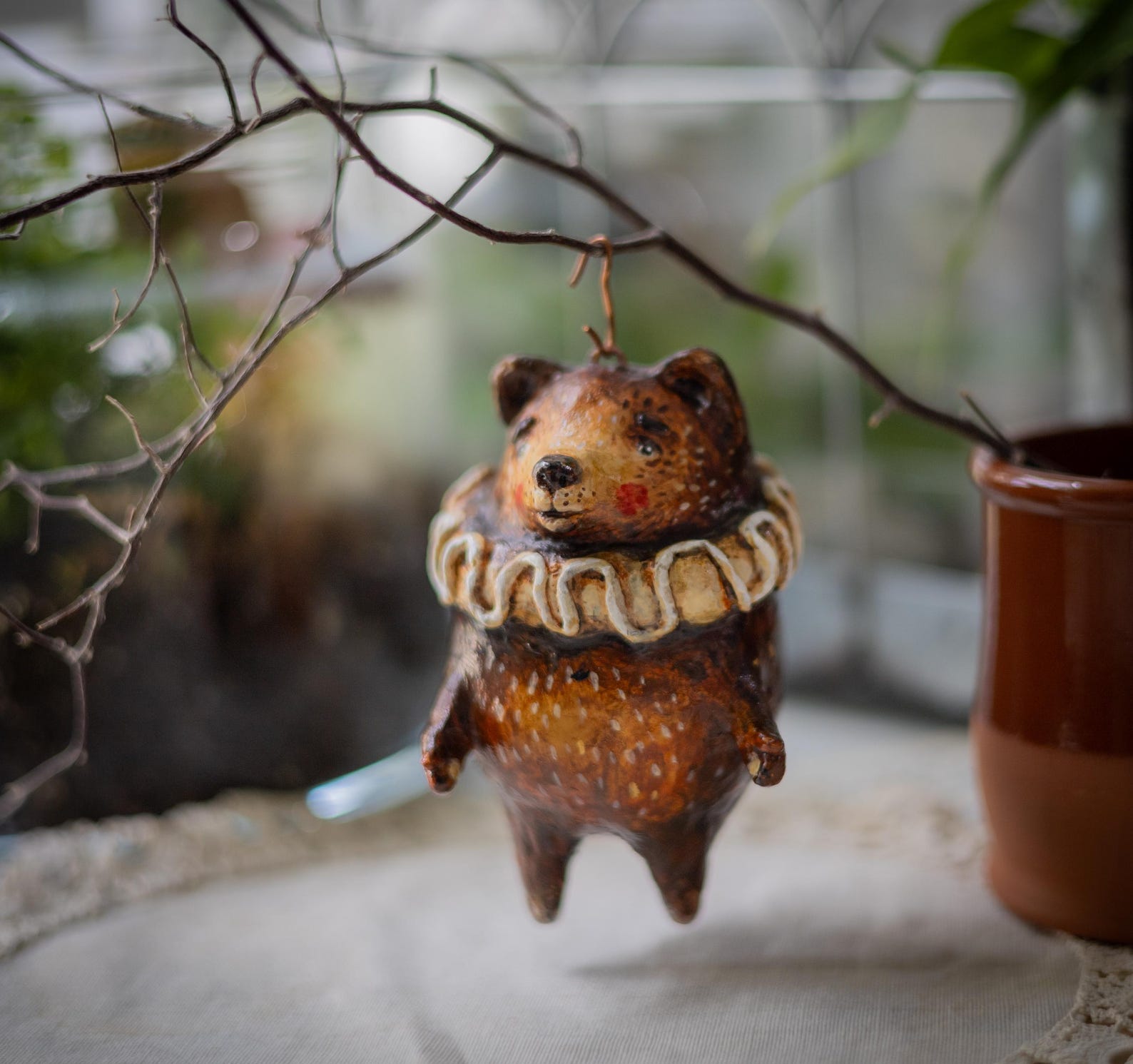 Adorable Brown Bear Paper Mache Ornament Holiday Decor - Etsy